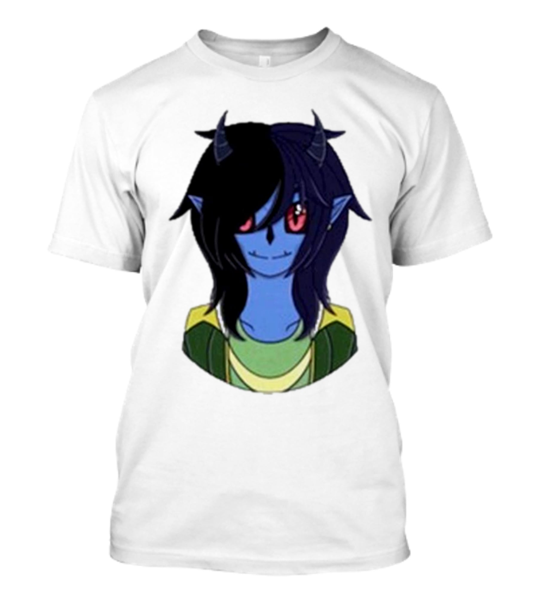 Zombicplayz's Anime-Style Blue Demon Character With Red Eyes And Horns T-Shirt