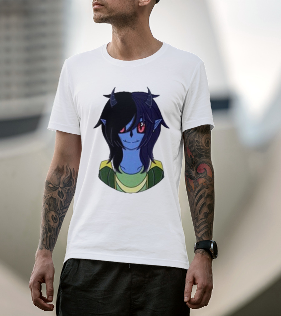 Zombicplayz's Anime-Style Blue Demon Character With Red Eyes And Horns T-Shirt