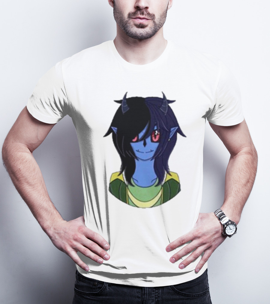 Zombicplayz's Anime-Style Blue Demon Character With Red Eyes And Horns T-Shirt