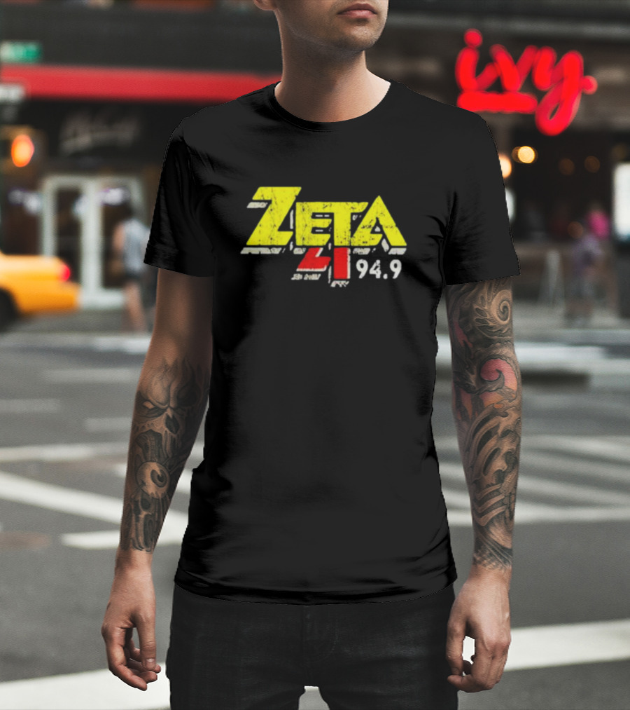 Zeta 41 Radio 94.9 Distressed Yellow T-Shirt