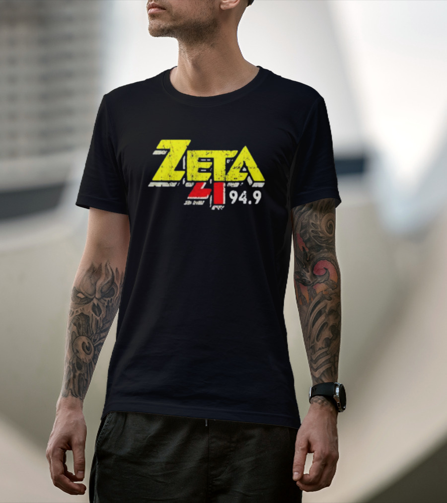 Zeta 41 Radio 94.9 Distressed Yellow T-Shirt