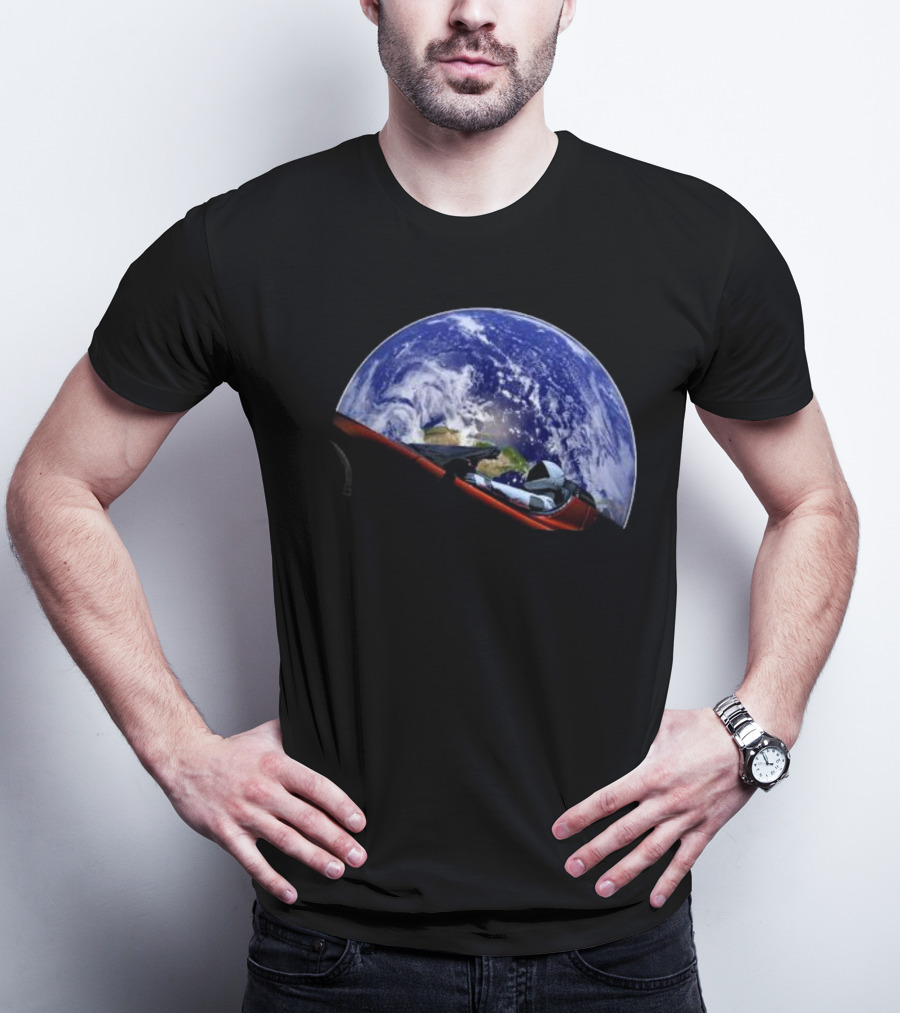 Elon Musk SpaceX Starman Earth Background T-Shirt