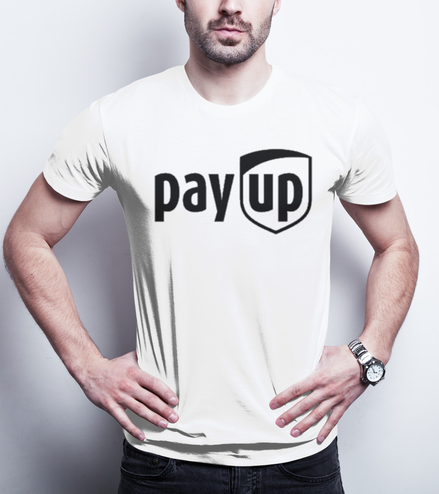 Sean M. O’Brien Pay Up Shield Inspired Text Motif T-Shirt