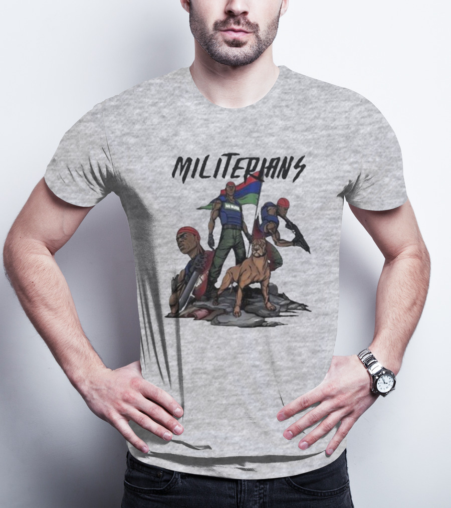 J Hus Merch Militerians Militant Style With Red Bandanas And Guard Dog T-Shirt