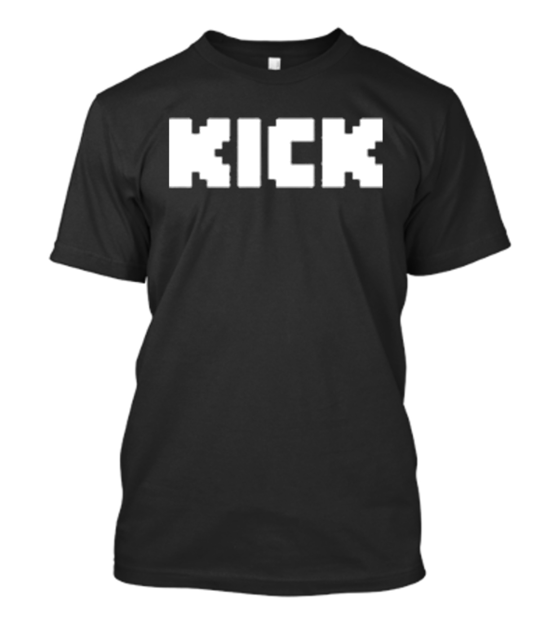 Kick Black White Bold Pixelated Text T-Shirt