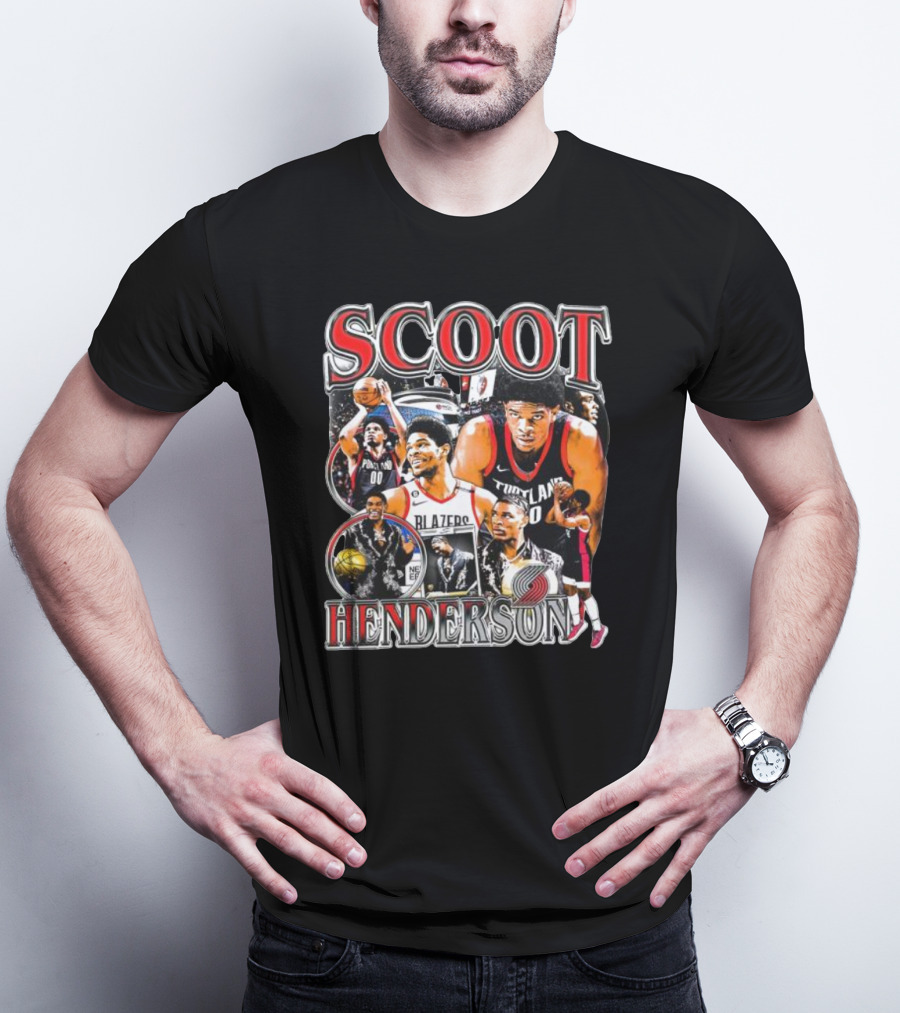 Scoot Henderson Portland Trail Blazers NBA Basketball Montage T-Shirt
