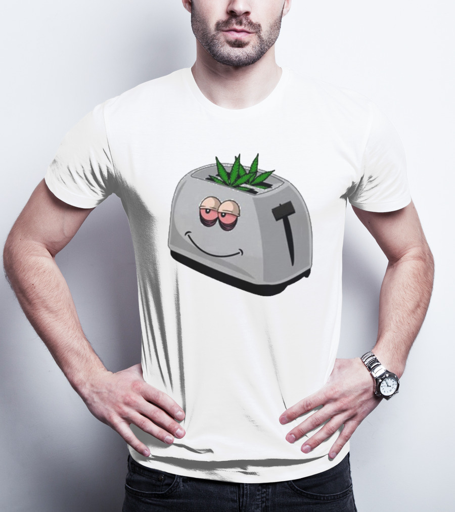 Toasted Weed Toaster With Cannabis Leaves And Relaxed Face T-Shirt