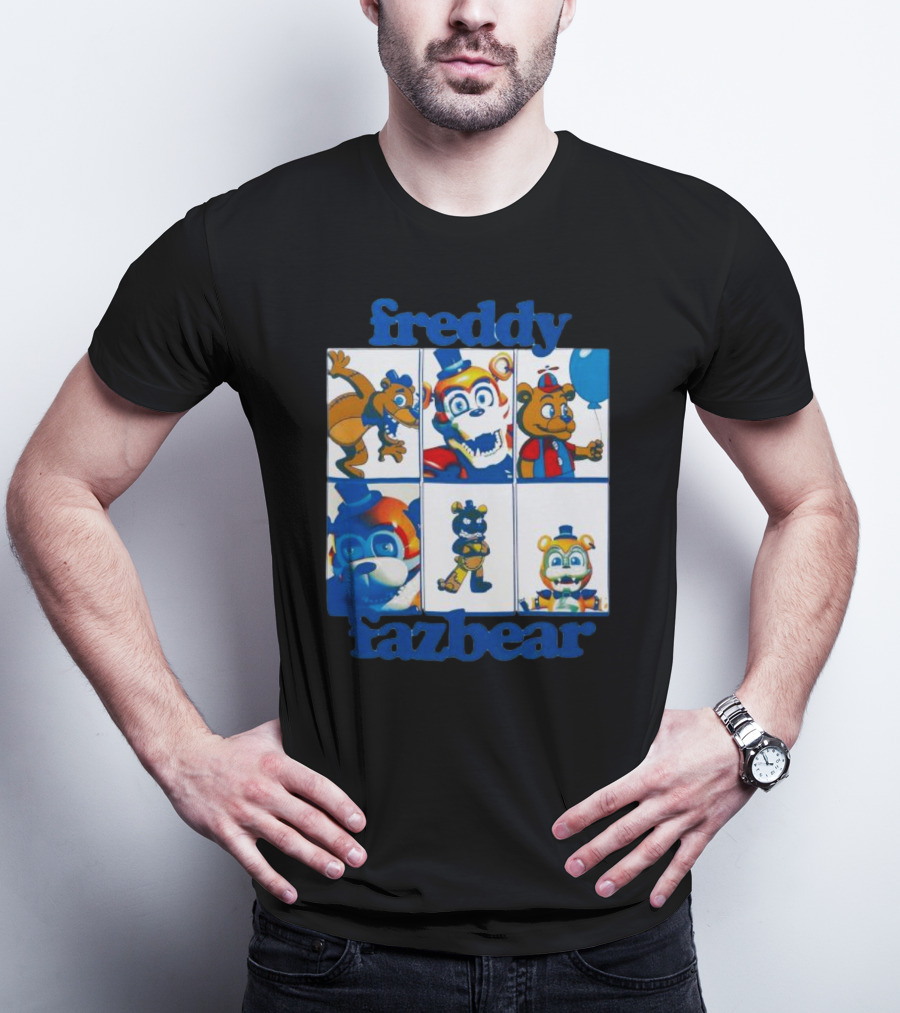 Freddy Fazbear Animated Comic Style Grid Boyfriend Fit Girls T-Shirt