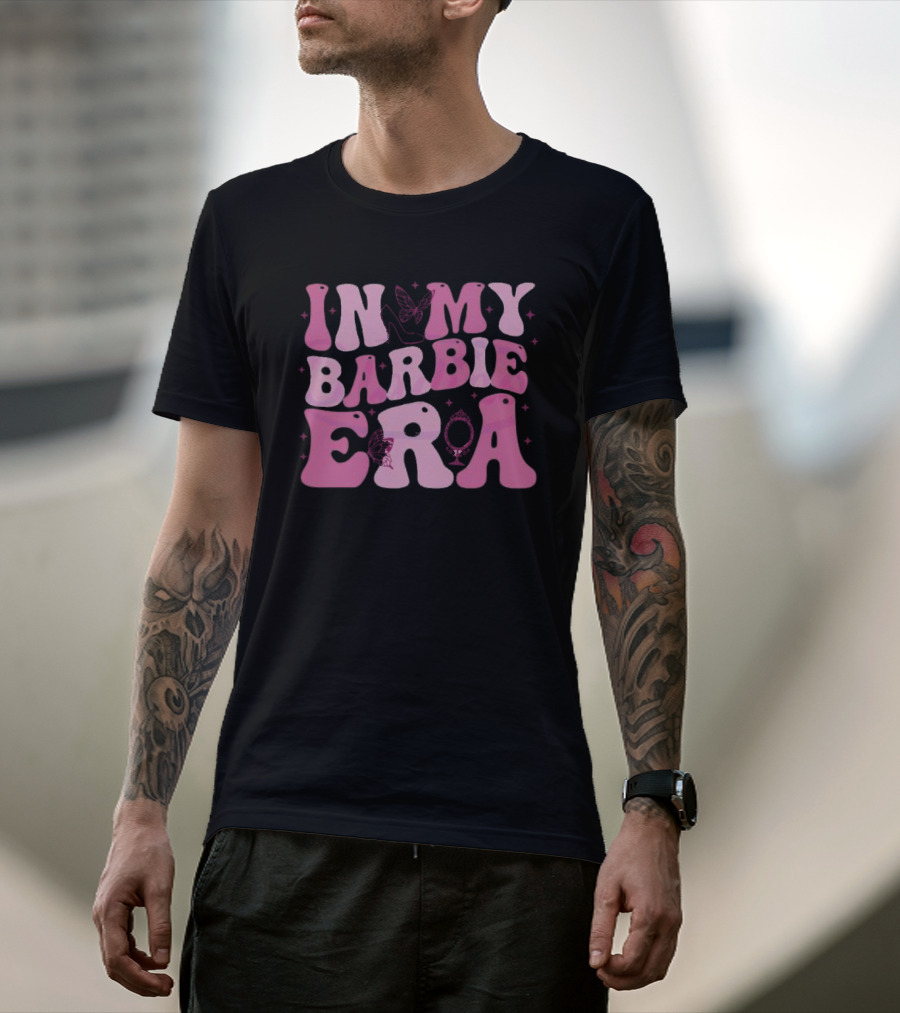 In My Barbie Era Butterfly Mirror Pink Letters T-Shirt