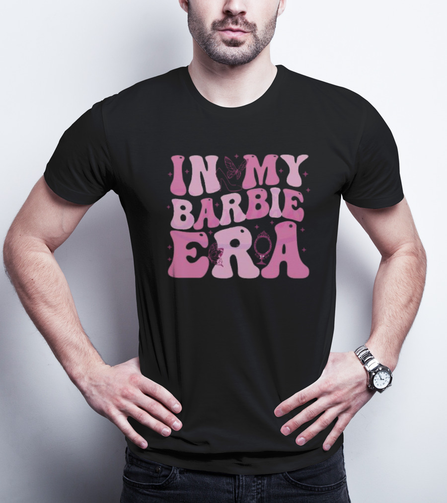 In My Barbie Era Butterfly Mirror Pink Letters T-Shirt