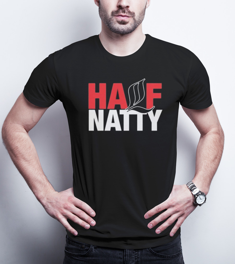 HALF NATTY Gym Bodybuilding Styled Leaf Motif T-Shirt