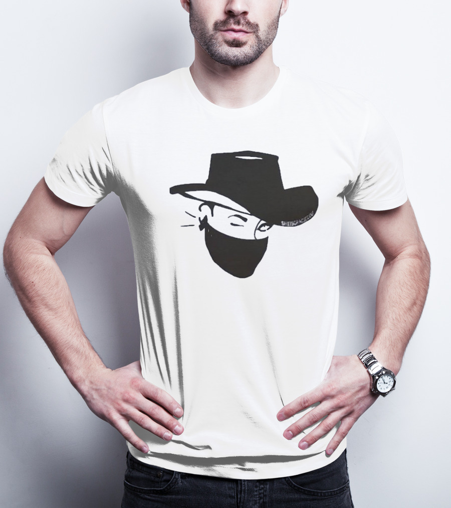 Sheisgracielou Cowboy Hat Mask Design Two Sided T-Shirt