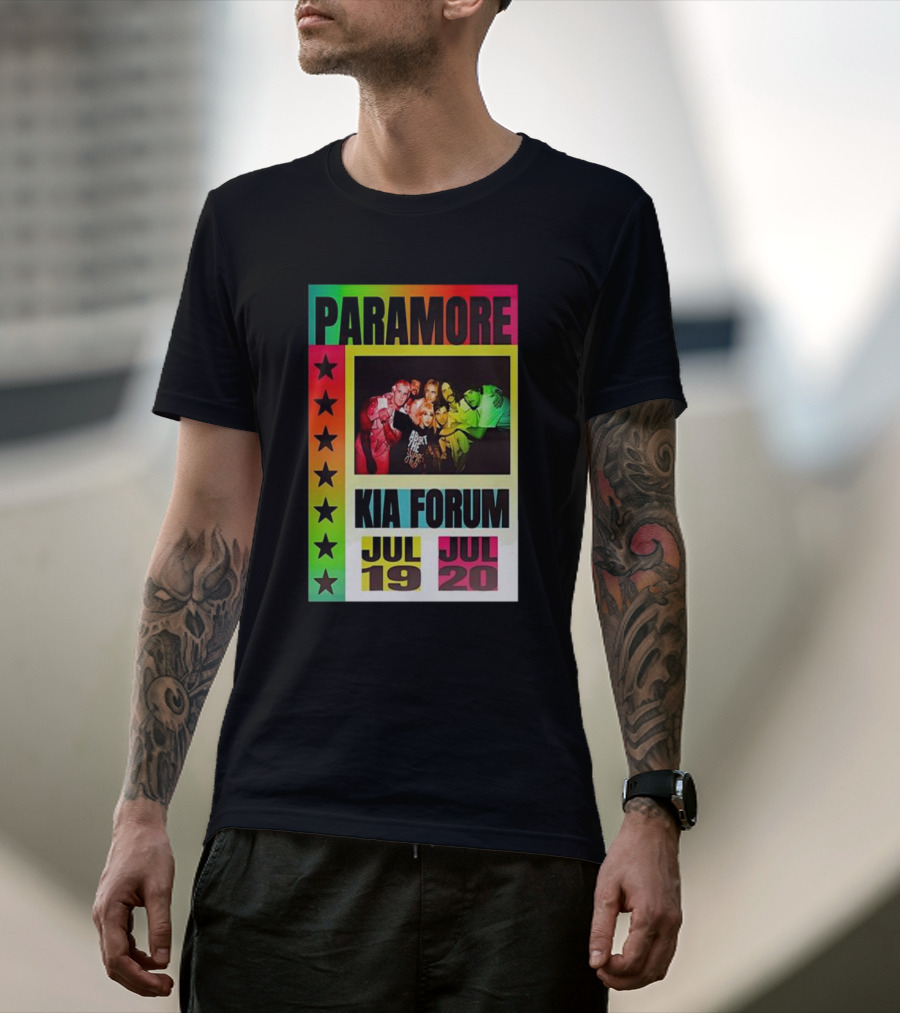 Paramore Kia Forum July 19 20 Starburst Neon Group T-Shirt