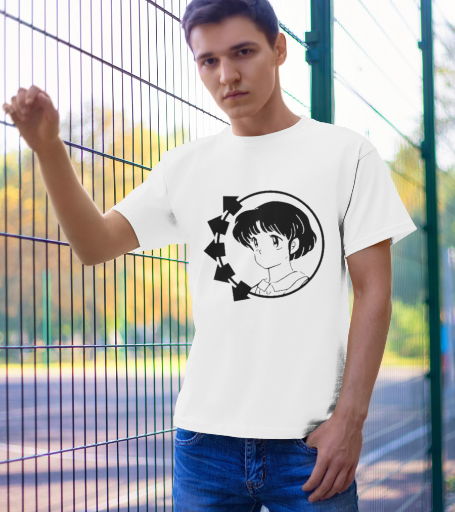 Blink-182 Smiley Akane Tendo Anime Girl Icon In Circle With Arrows T-Shirt