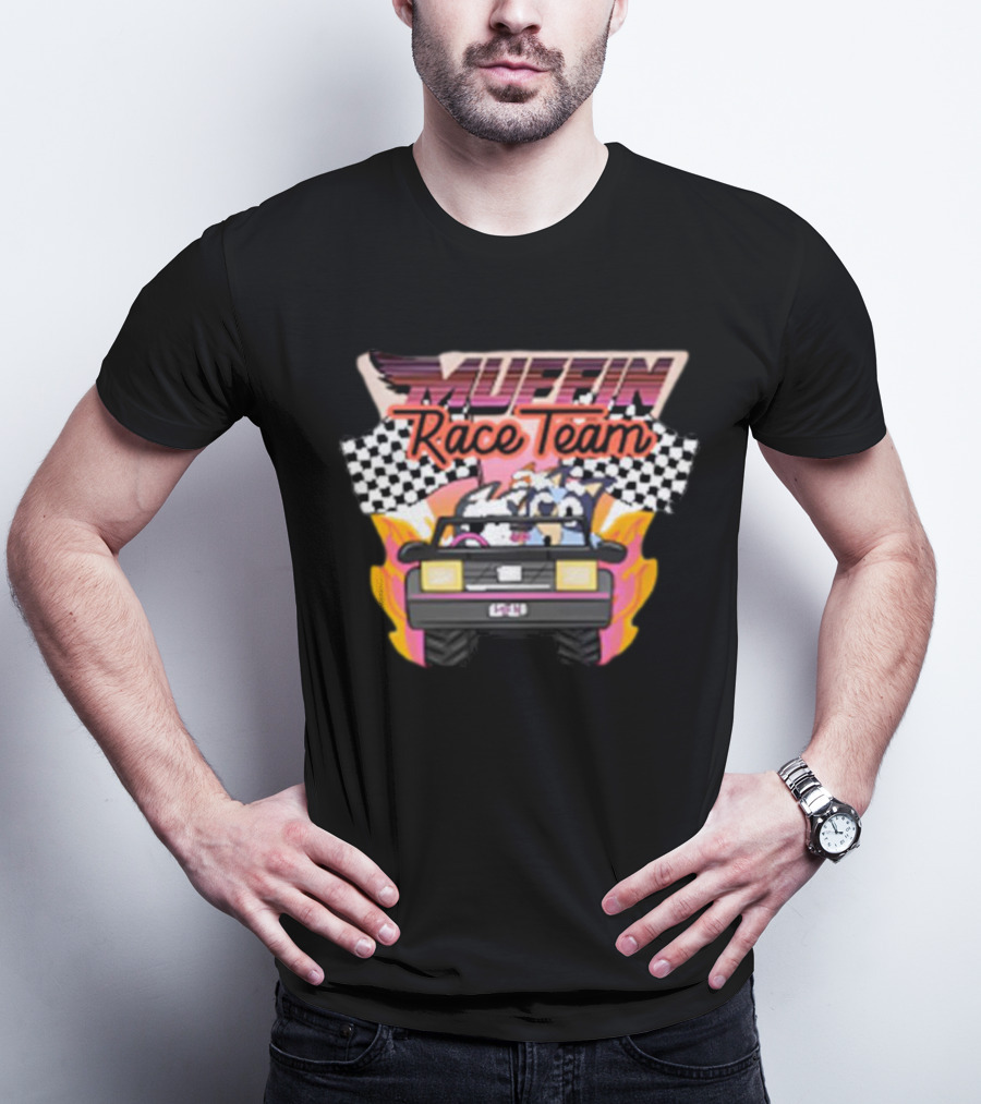 Muffin Race Team Checkered Flag Car Racing Adventure T-Shirt