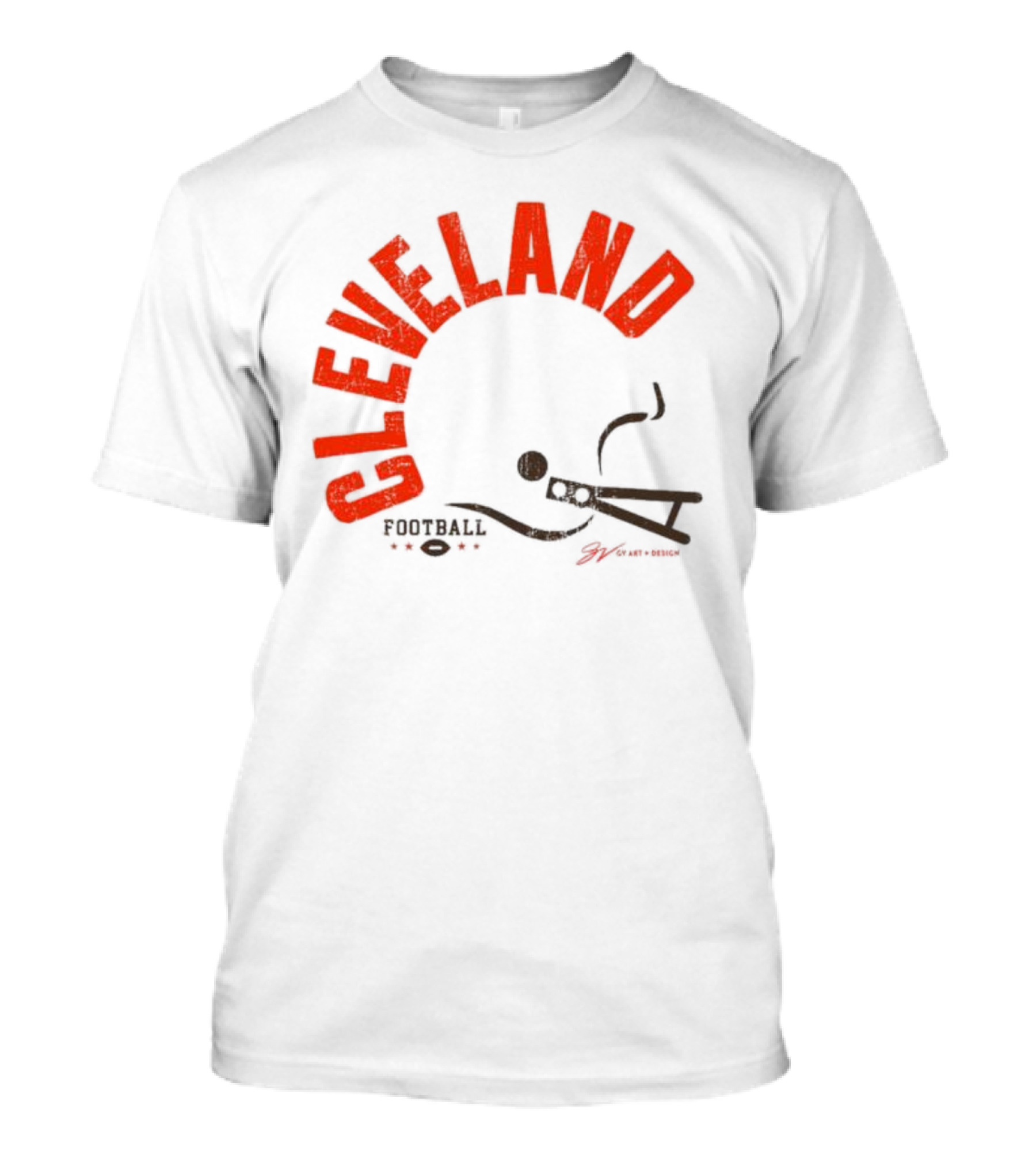 Cleveland Football Helmet Bold Type T-Shirt