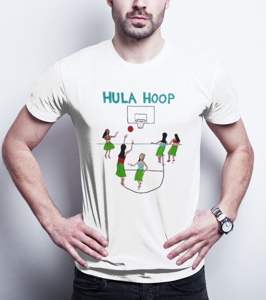 Hula Hoop Basketball Hula Dancers Court Scene T-Shirt