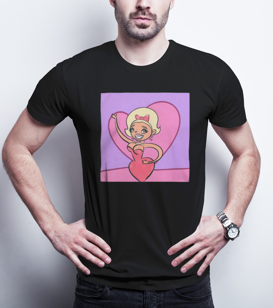 Jaymes Mansfield Cartoon Heart Outfit Pink Background T-Shirt