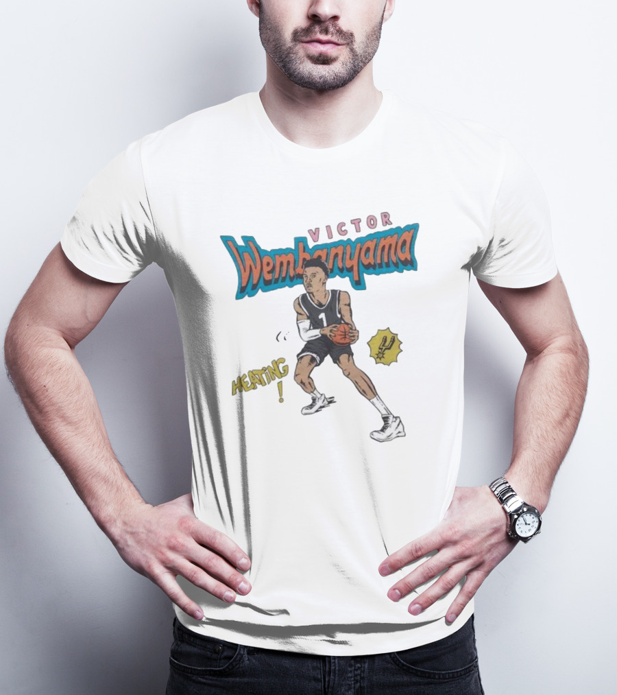 San Antonio Spurs Comic Book Victor Wembanyama Heating Basketball Player T-Shirt