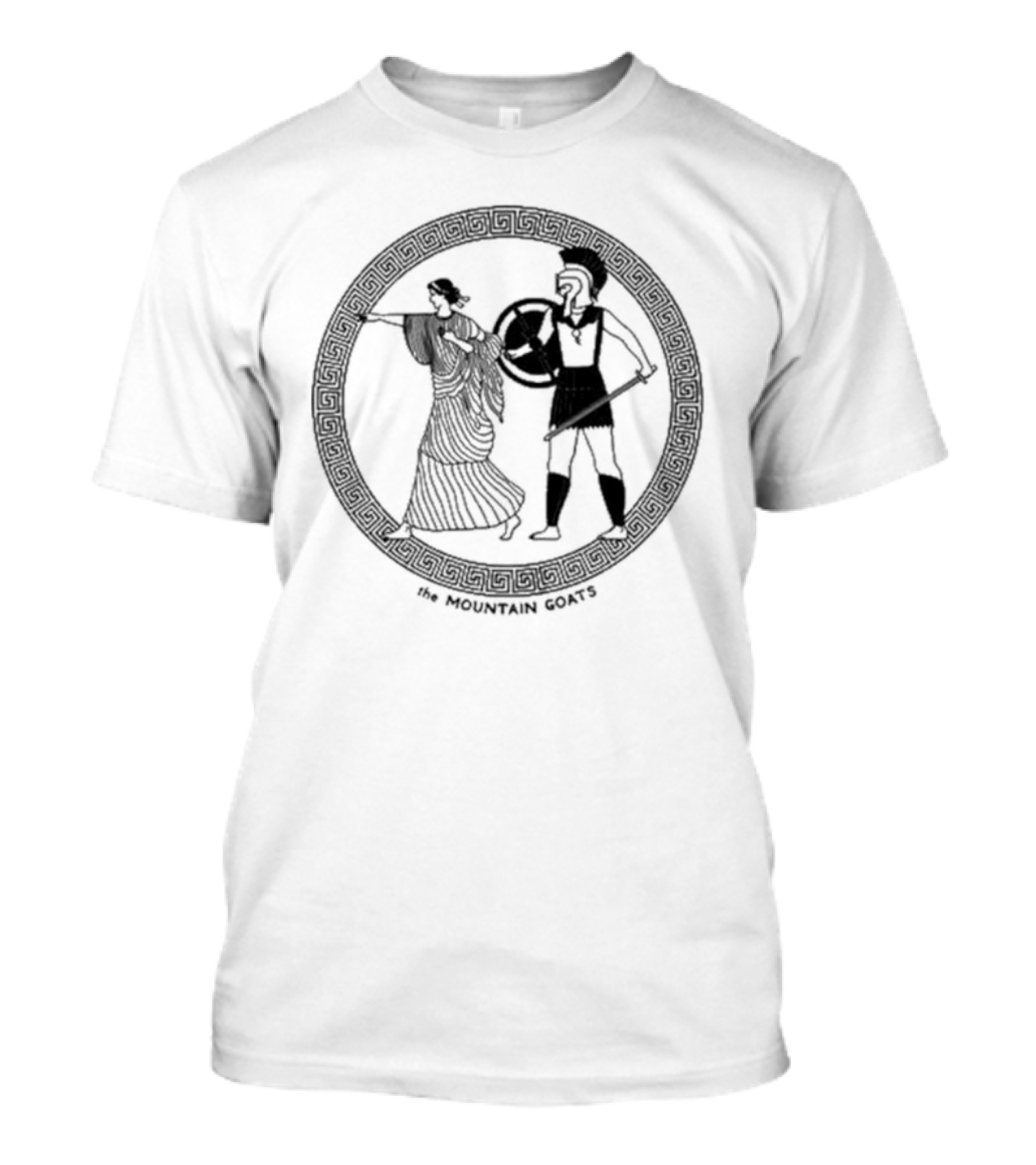 The Mountain Goats Thebes Ivory Greek Warrior And Woman In Circular Frame T-Shirt