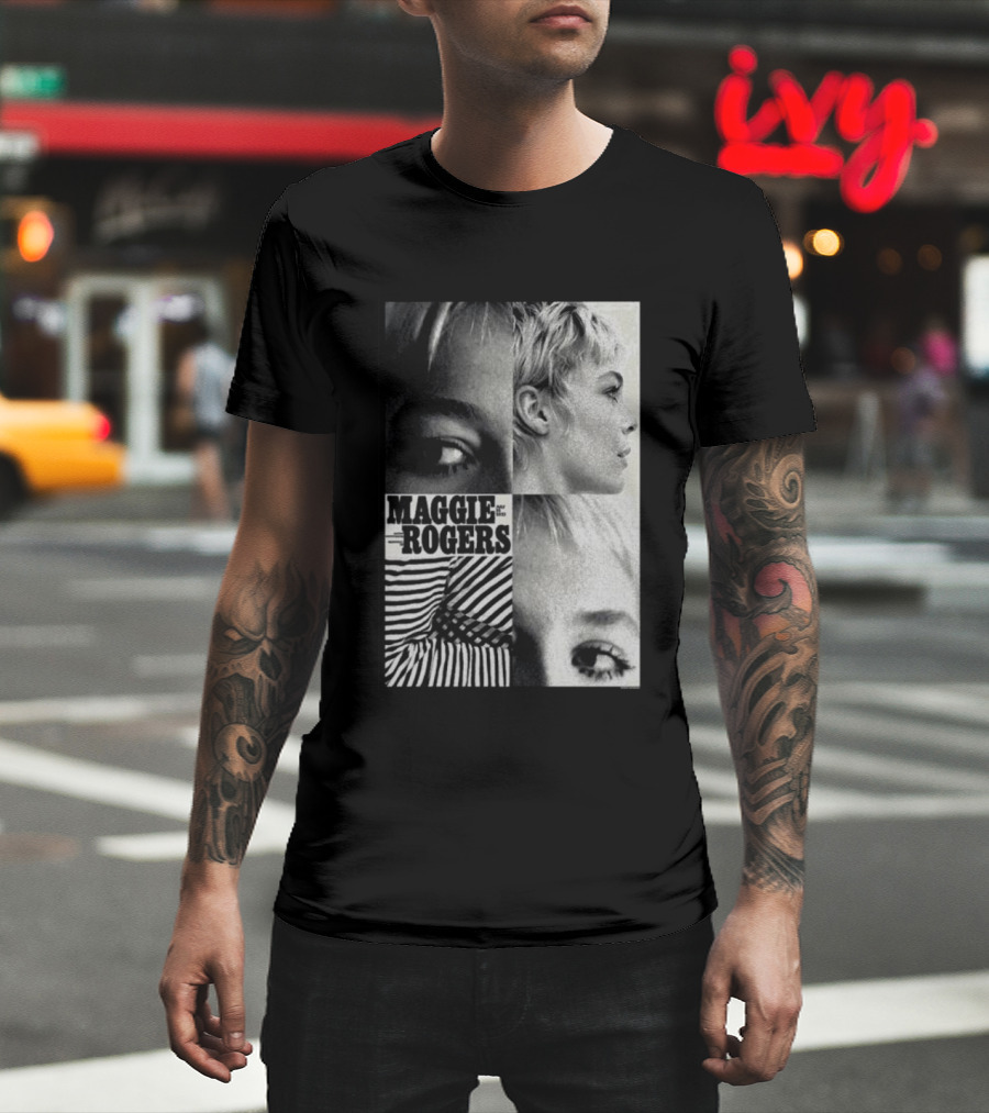 Maggie Rogers Vintage Black And White Portrait Collage Nashville T-Shirt