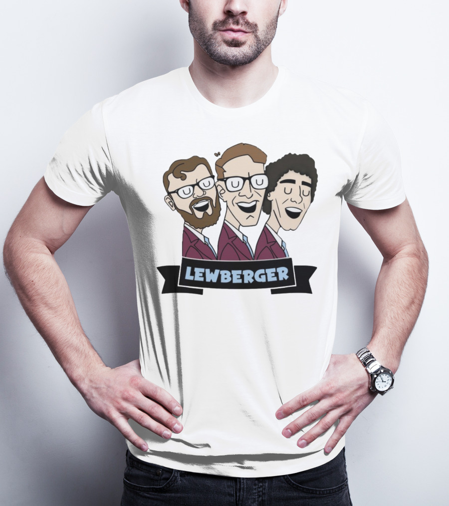Lewberger Cartoon Trio Portrait With Glasses And Beards T-Shirt