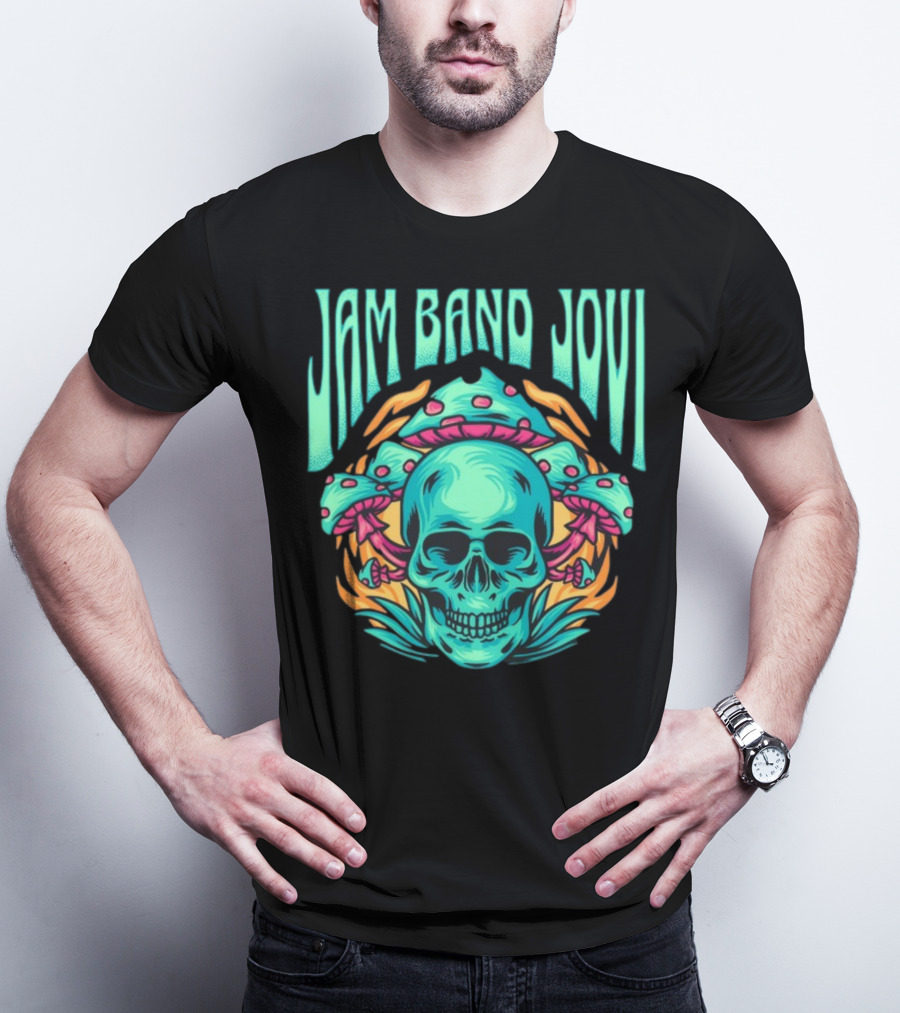 Jam Band Jovi Psychedelic Skull And Mushrooms T-Shirt