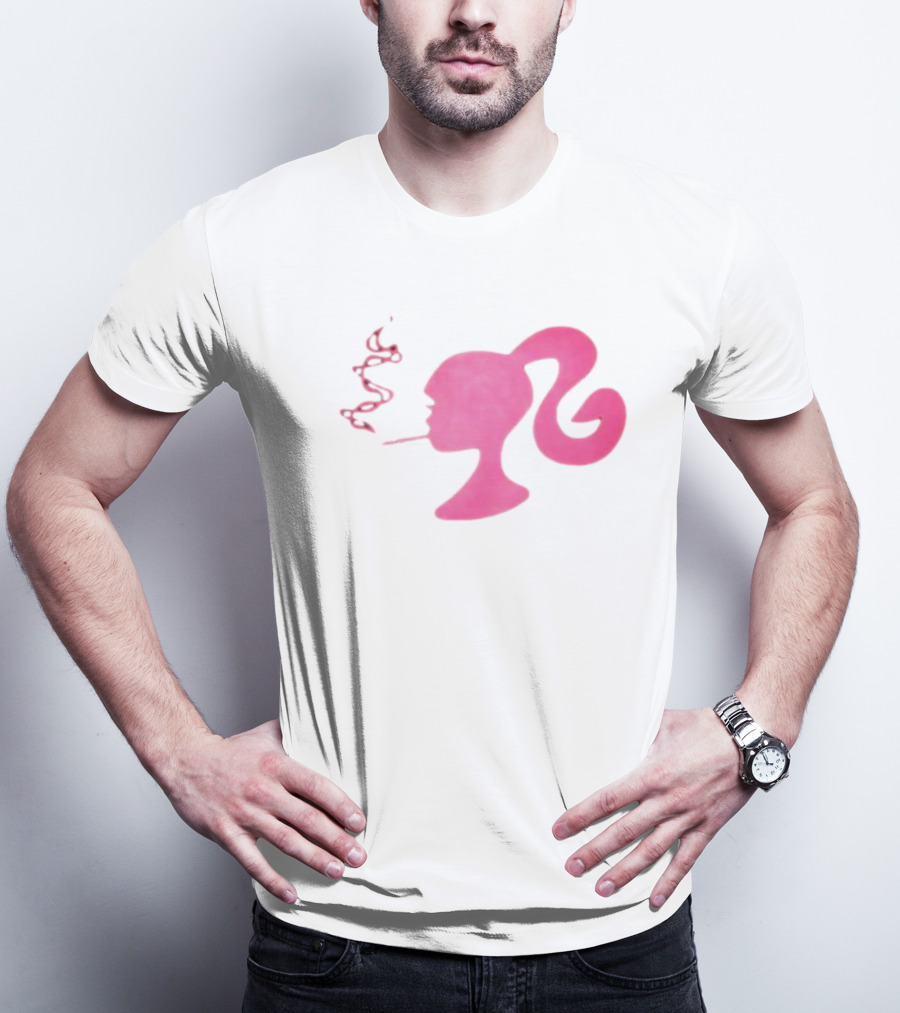 Smoking Pink Silhouette Barbie T-Shirt
