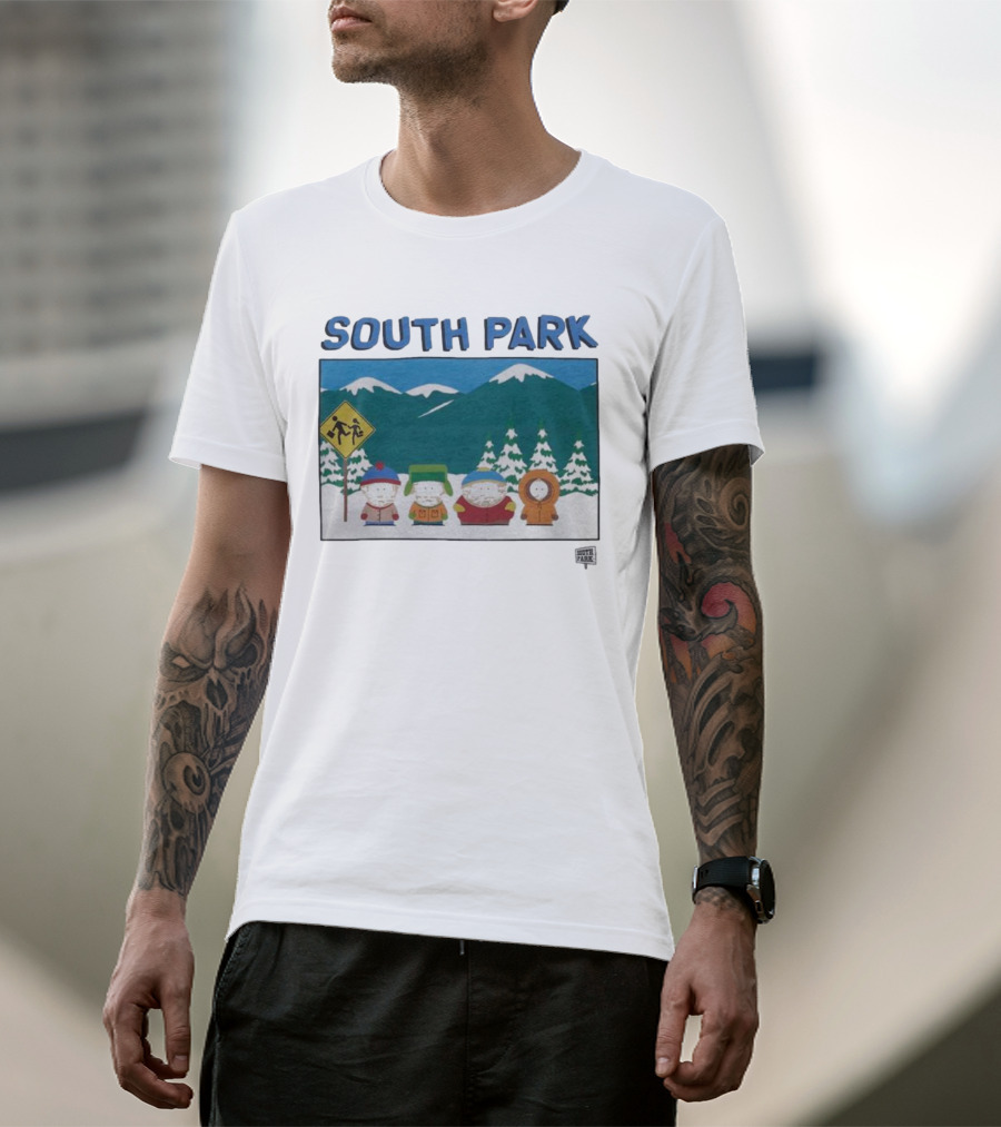 SOUTH PARK Characters In Winter Mountain Scene T-Shirt