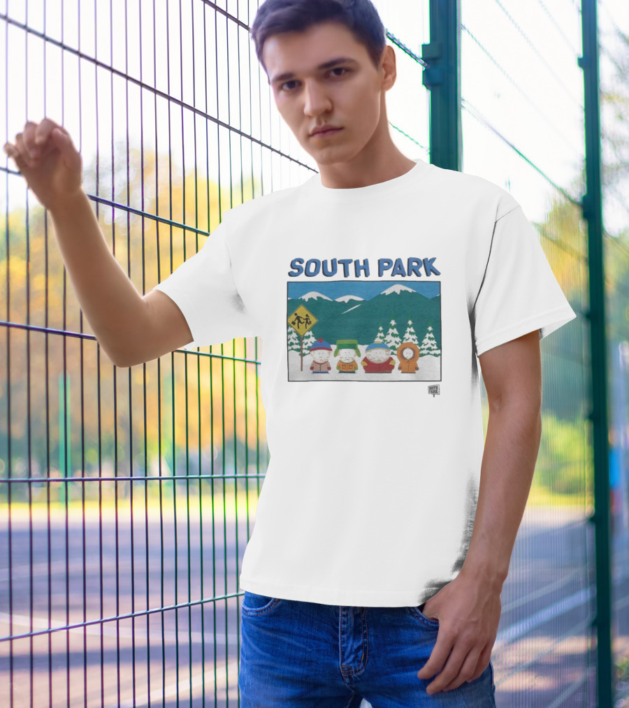 SOUTH PARK Characters In Winter Mountain Scene T-Shirt