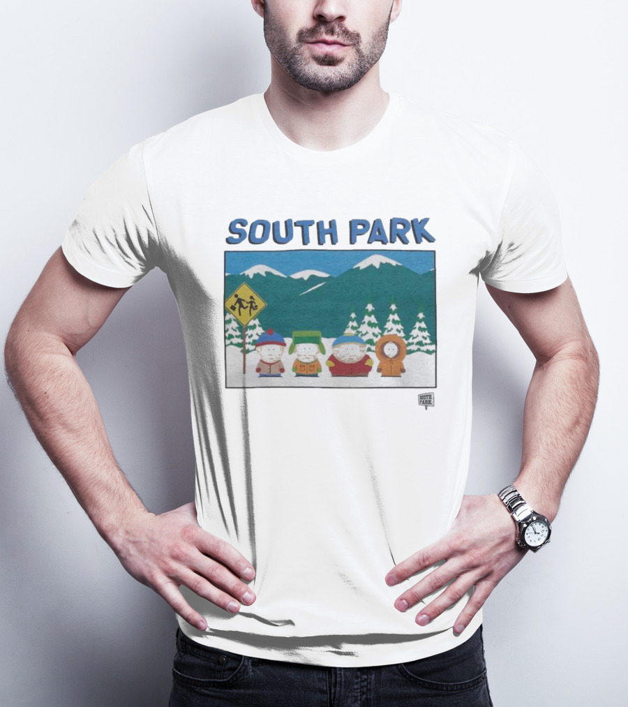 SOUTH PARK Characters In Winter Mountain Scene T-Shirt