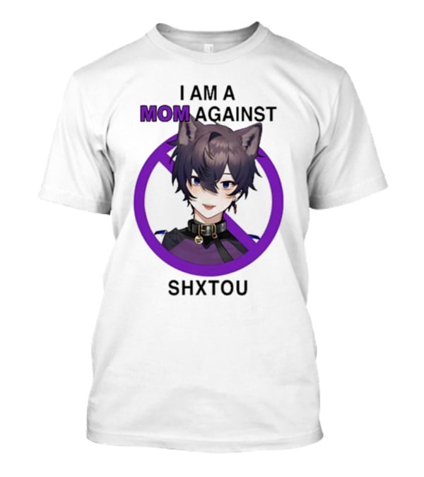 I Am A Mom Against Shxtou Character With Crossed Circle T-Shirt