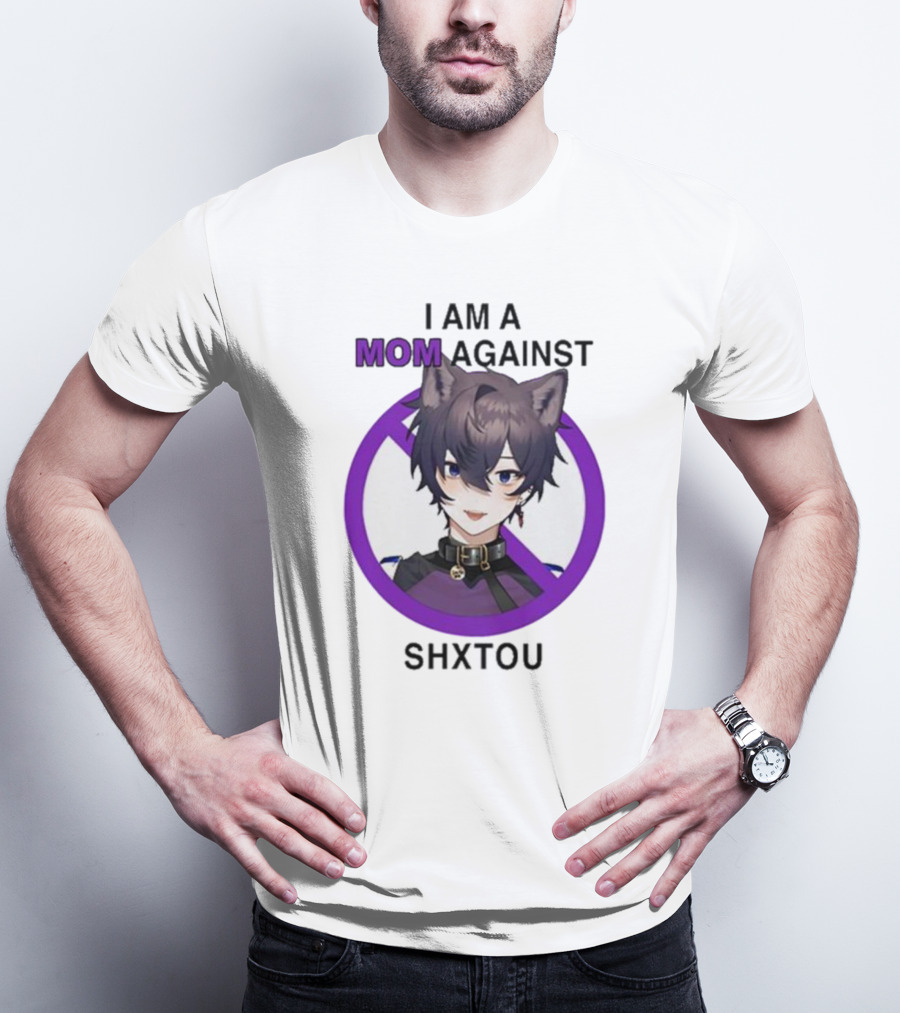 I Am A Mom Against Shxtou Character With Crossed Circle T-Shirt