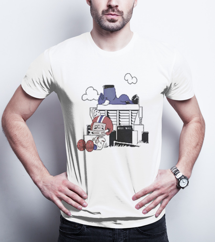 26 Shop Waiting The Season Football-Themed Nostalgic Cloud Scene T-Shirt