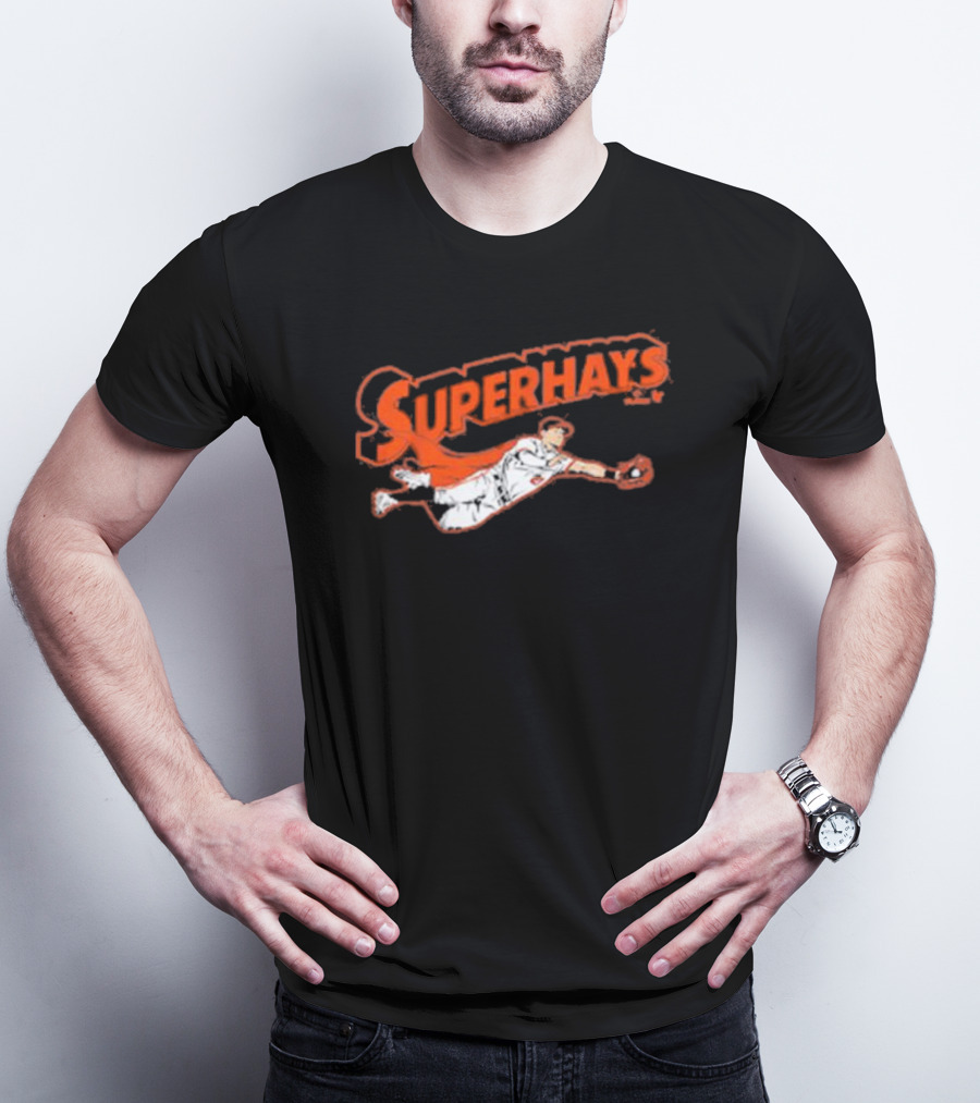Superhays Austin Hays Baseball Flying Action T-Shirt