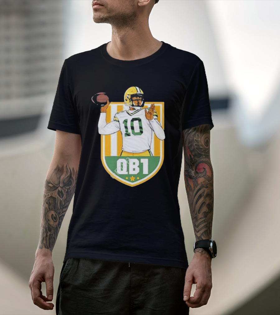 Cheeseheadtv QB1 Green And Gold Football Number 10 T-Shirt