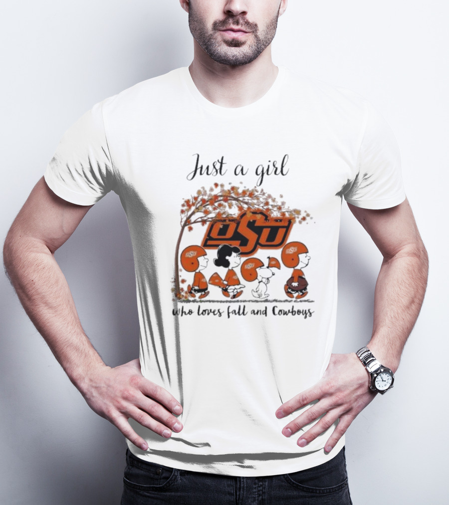 Just A Girl Who Loves Fall And OSU Cowboys T-Shirt