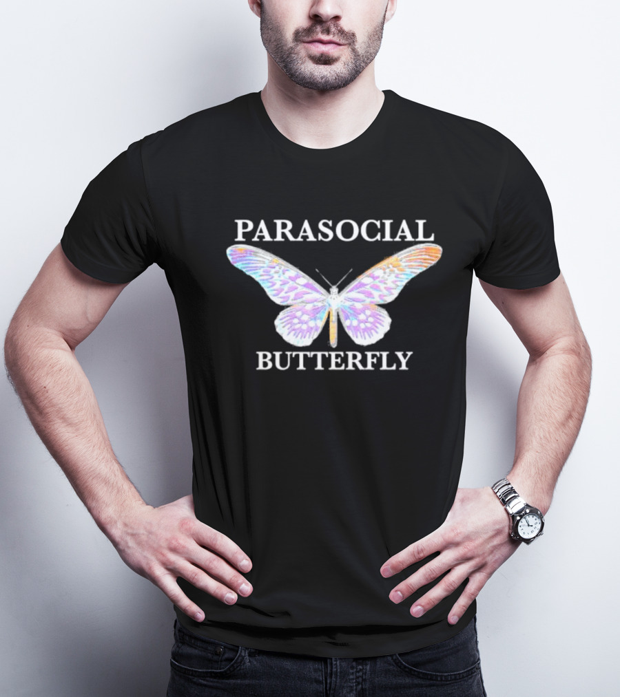 Parasocial Butterfly Rainbow Holographic T-Shirt