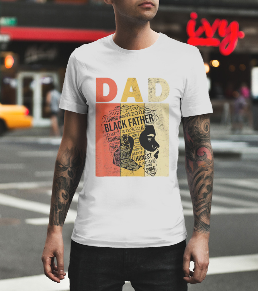 Vintage Black Father Supportive Strong Loving Honest Caring African American Dad T-Shirt