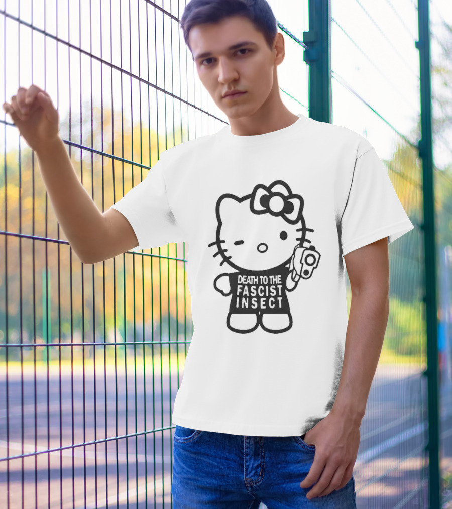Death To The Fascist Insect Hello Kitty With Gun T-Shirt