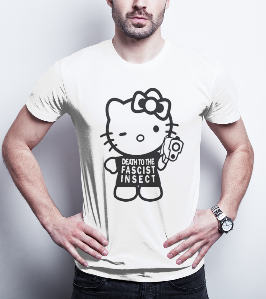Death To The Fascist Insect Hello Kitty With Gun T-Shirt