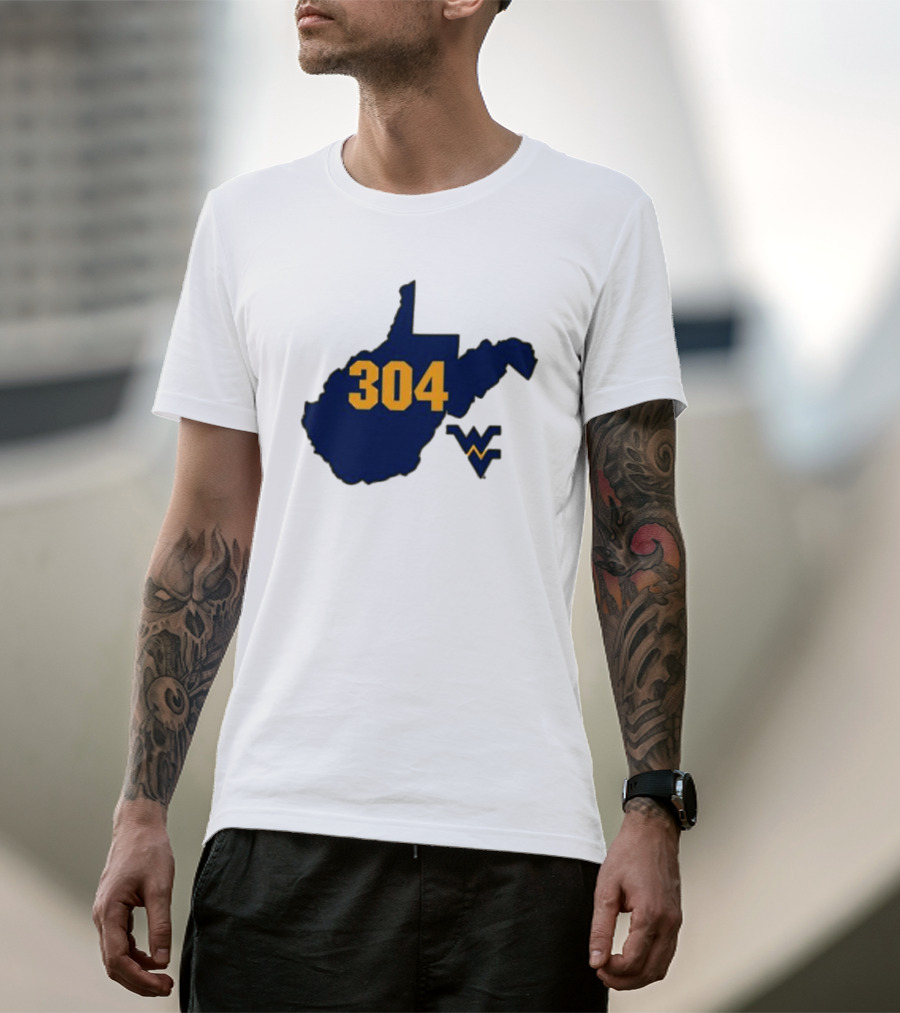 WVU 304 West Virginia State Map With Iconic T-Shirt