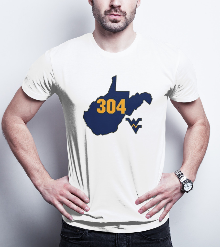 WVU 304 West Virginia State Map With Iconic T-Shirt