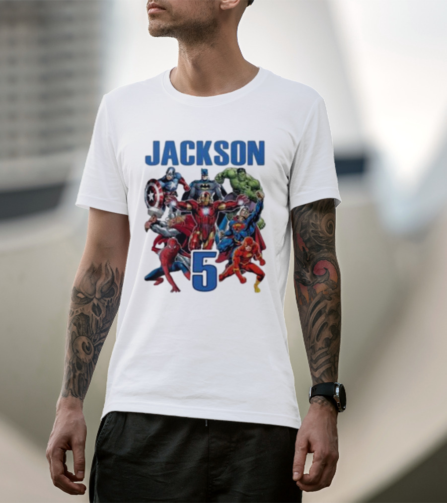 Jackson 5 Super Hero Birthday Avengers Family T-Shirt