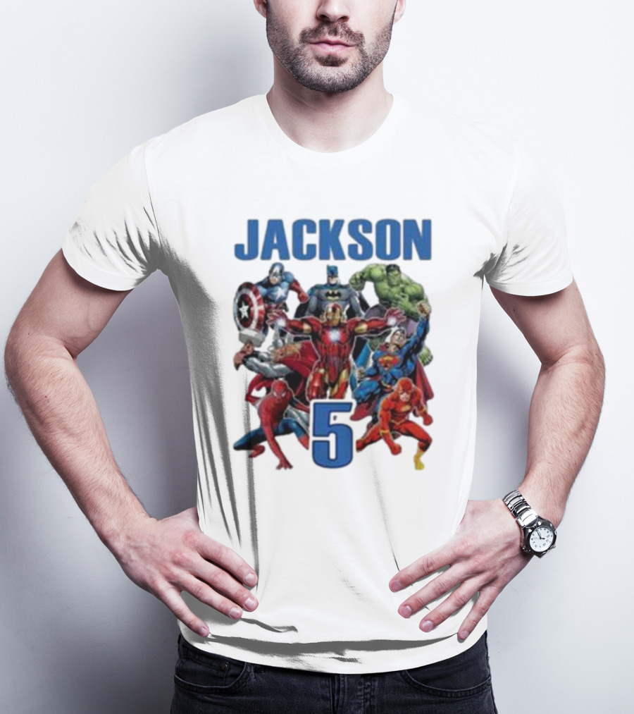 Jackson 5 Super Hero Birthday Avengers Family T-Shirt
