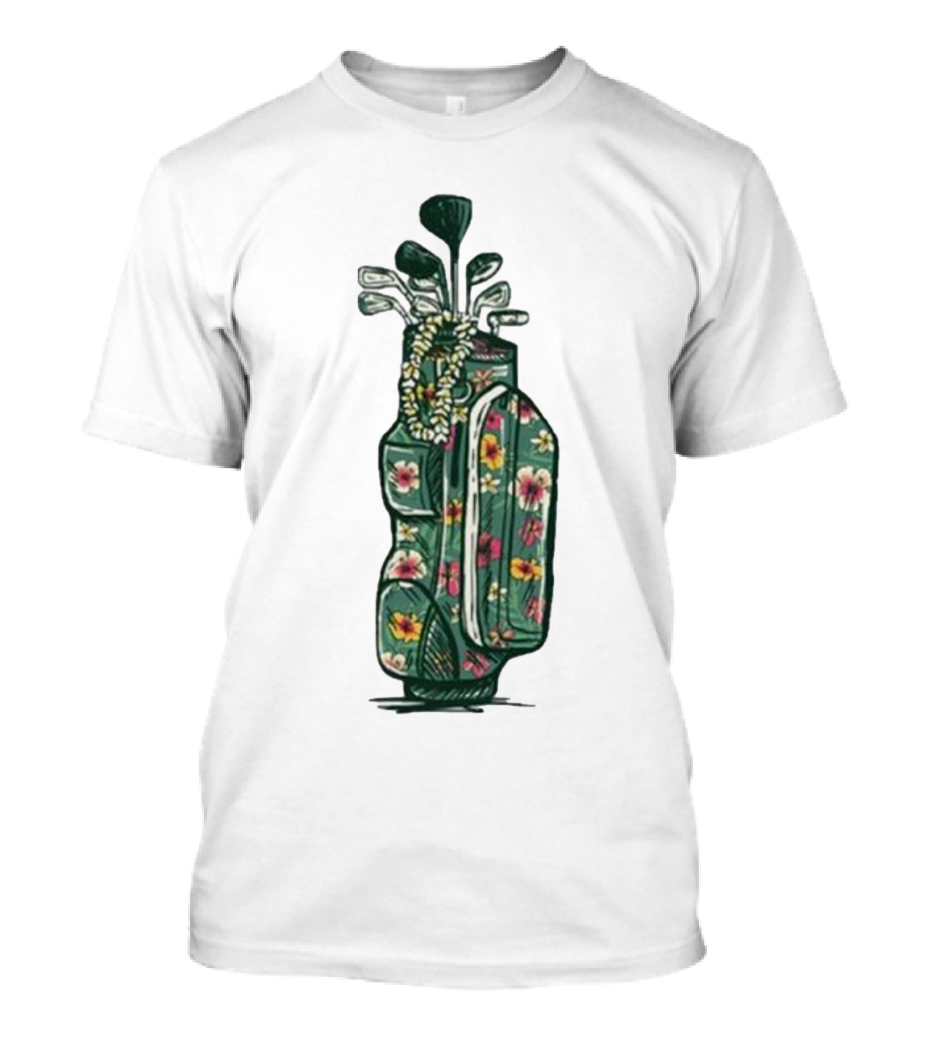Golf Maui Pocket Hawaiian Floral Golf Bag T-Shirt