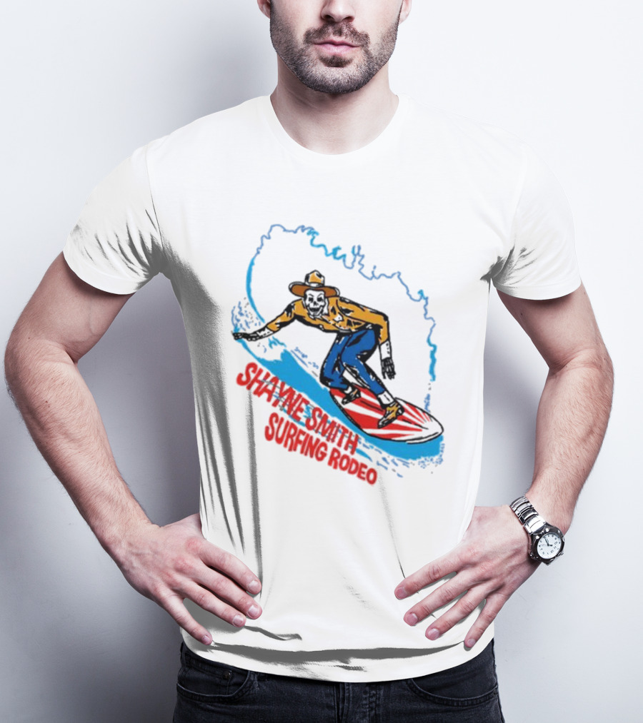 Shayne Smith Surfing Rodeo Cowboy Surfer On Wave T-Shirt