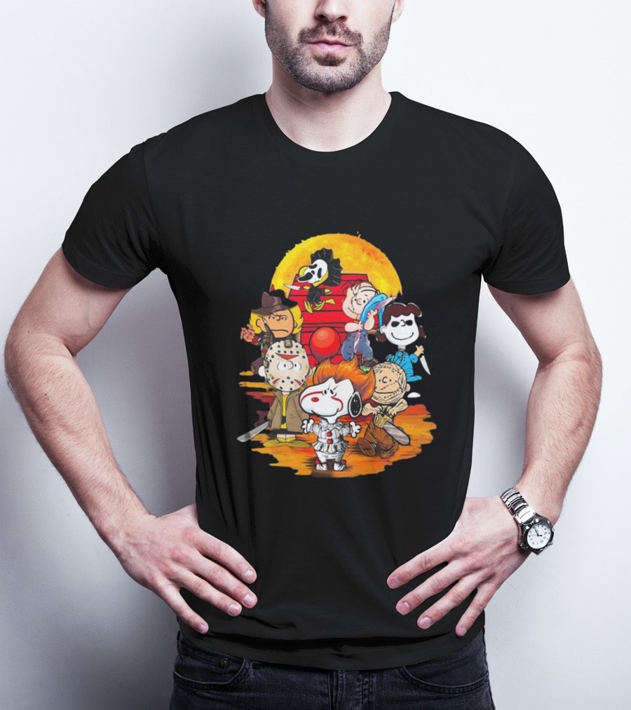 Snoopy Peanuts Horror Characters Halloween Moon T-Shirt