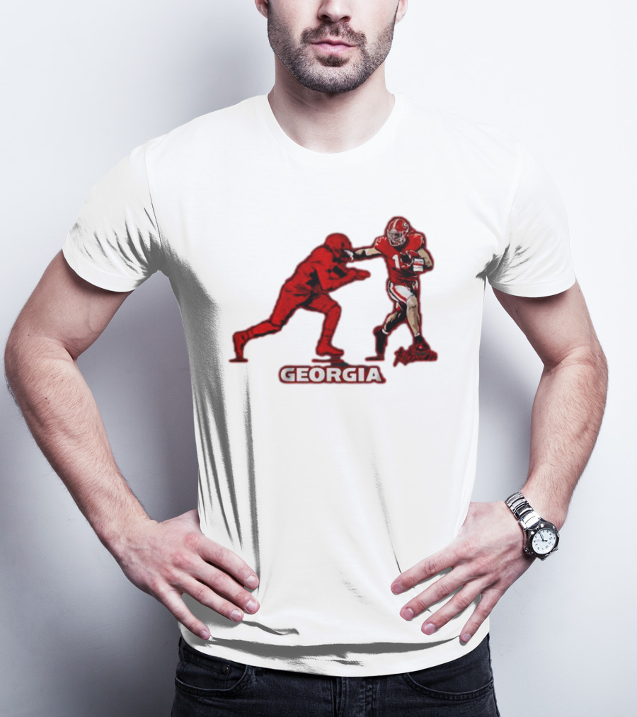 Georgia Football Superstar Brock Bowers Action Pose T-Shirt