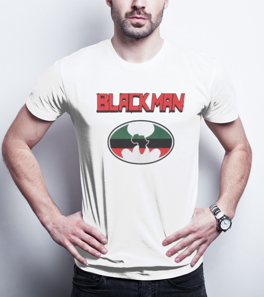 BLACKMAN African Continent Silhouette Red Black Green Oval T-Shirt